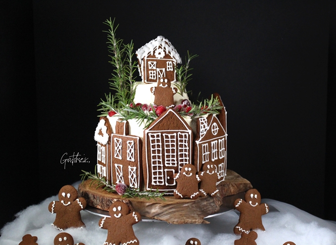 Gingerbread Village Cake - Gretchen's Vegan Bakery